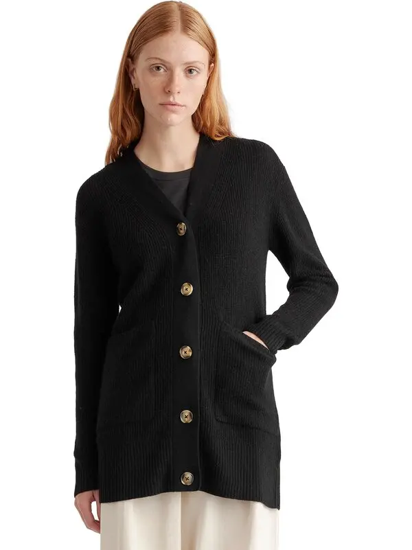 Quince Baby Alpaca-wool Oversized Cardigan Sweater - Black