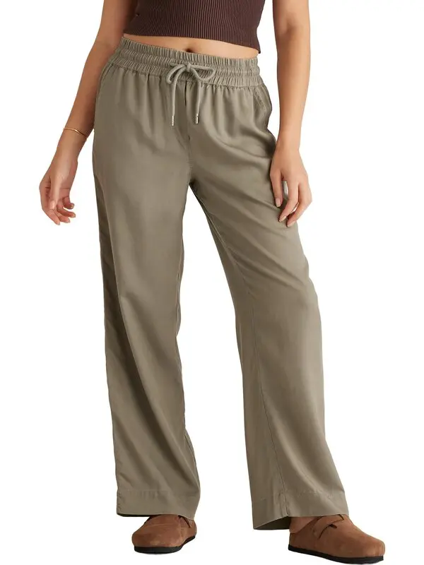 Quince Vintage Wash Tencel Wide Leg Pants - Olive