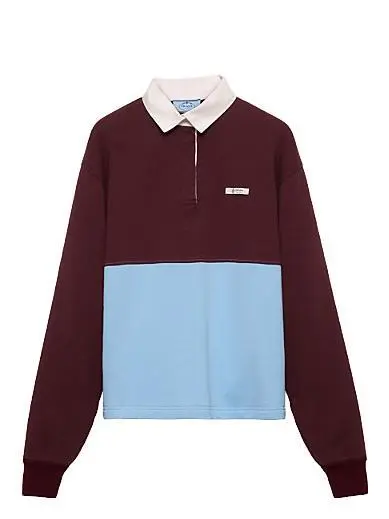 Prada Long-sleeve Cotton-fleece Polo Shirt - Burgundy