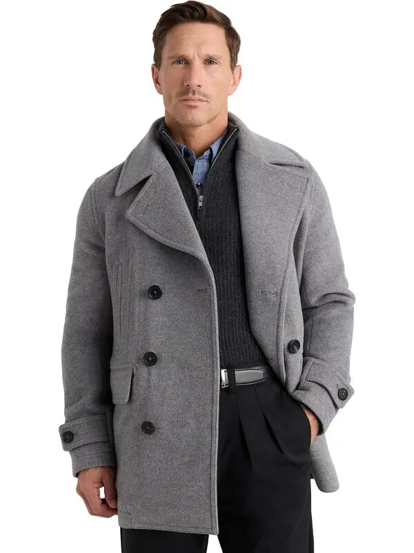 Quince Wool Cashmere Pea Coat - Heather Grey
