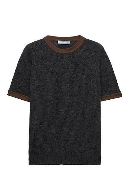 Prada Contrast-trim Cashmere Jumper - Grey