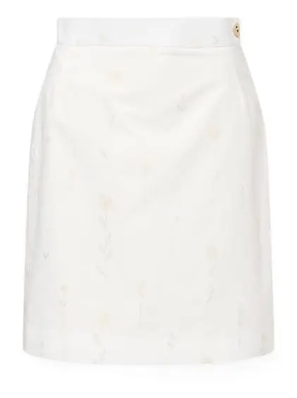 VIVIENNE WESTWOOD Embroidered Cotton-blend Mini Skirt - White Flowers