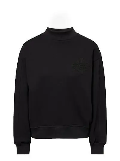 THE COUTURE CLUB Chenille-emblem Relaxed-fit Cotton Sweatshirt - Black