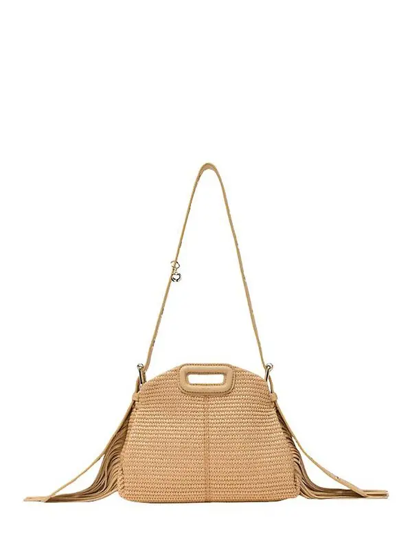 Maje Miss M Mini Raffia Shoulder Bag - Beige