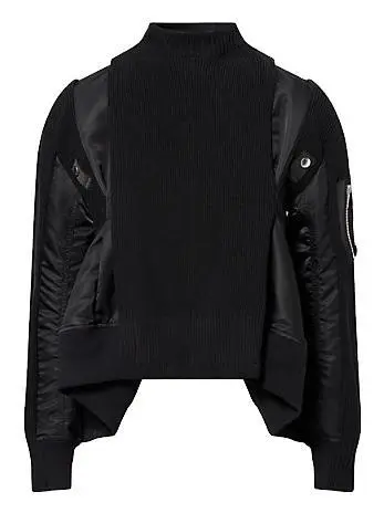 Sacai Panelled Asymmetric Cotton-blend Jacket - Black