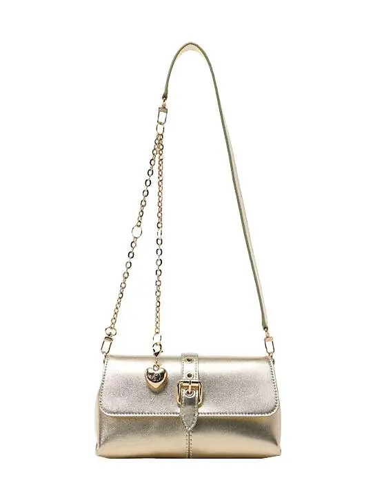 Maje Leather Shoulder Bag - Light Gold