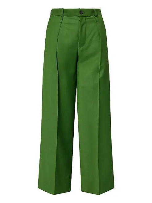 Issey Miyake Palindrome Reversible Wool-blend Trousers - Dark Green