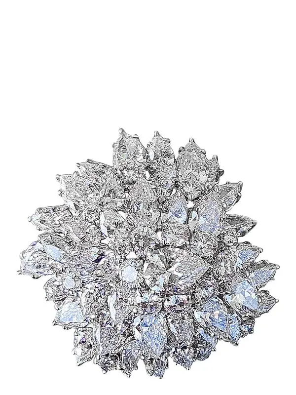 FANTASIA BY DESERIO Brooch With Cubic Zirconia - White Gold Plated