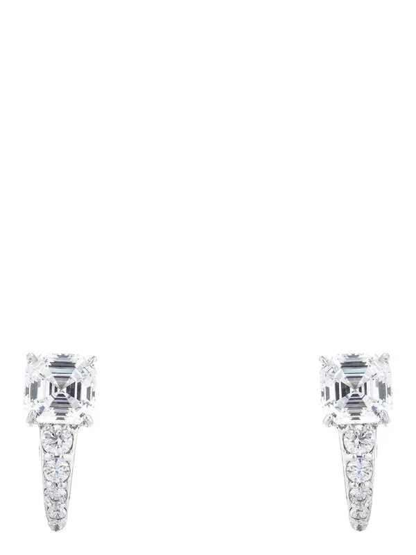 FANTASIA BY DESERIO 2ct Square Earrings - White Gold Plated