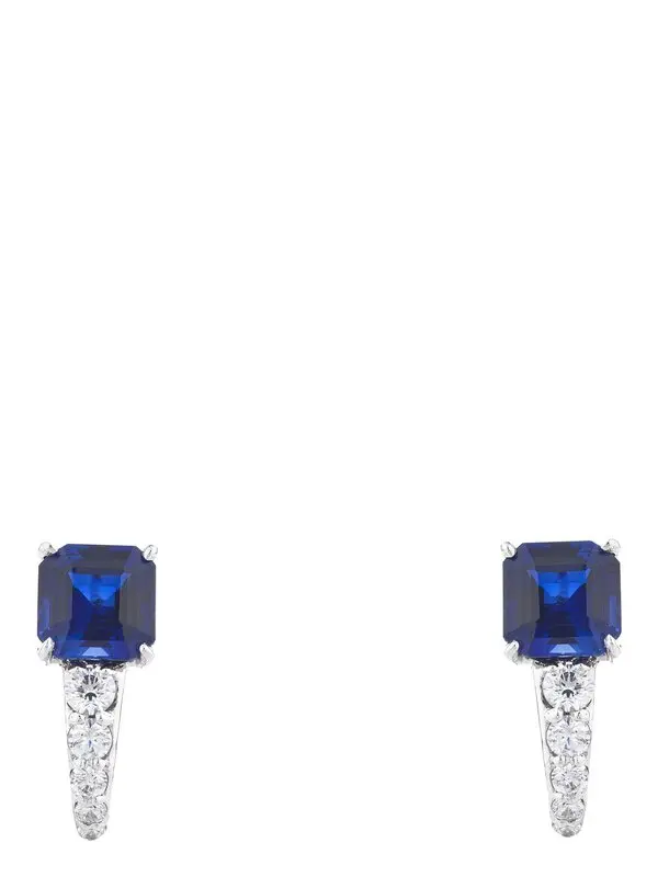 FANTASIA BY DESERIO 2ct Square Earrings With Stones - Yellow Gold Plated