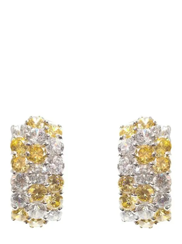 FANTASIA BY DESERIO Round Stone Earrings - Yellow Gold Plated