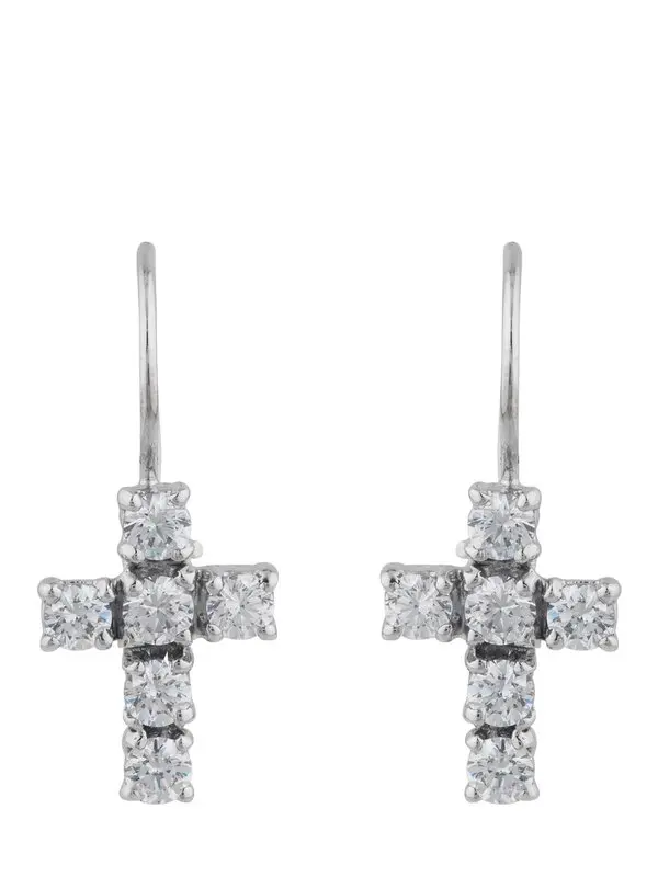 FANTASIA BY DESERIO Cross Drop Earrings - Yellow Gold Plated