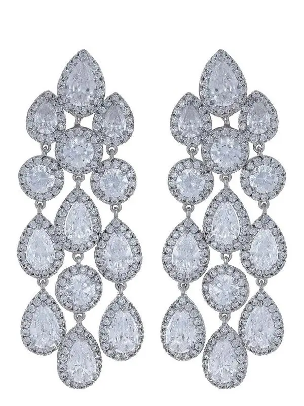 FANTASIA BY DESERIO Chandelier Earring Ef1092sm/cz - White Gold Plated