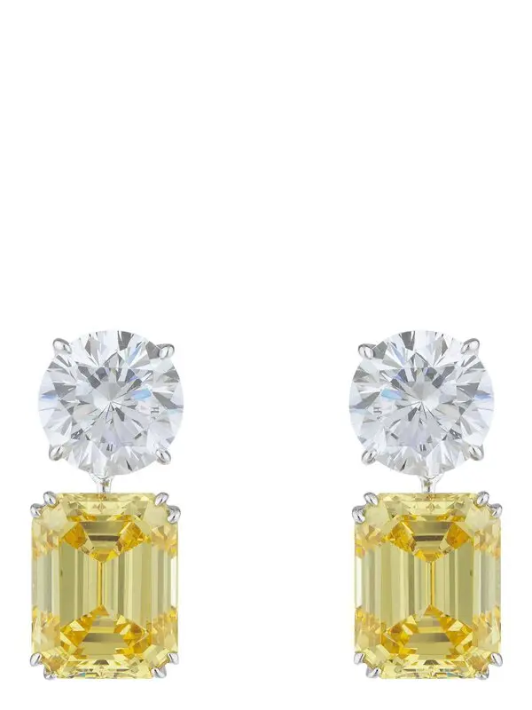 FANTASIA BY DESERIO Round Cut Drop Earrings - Yellow Gold Plated