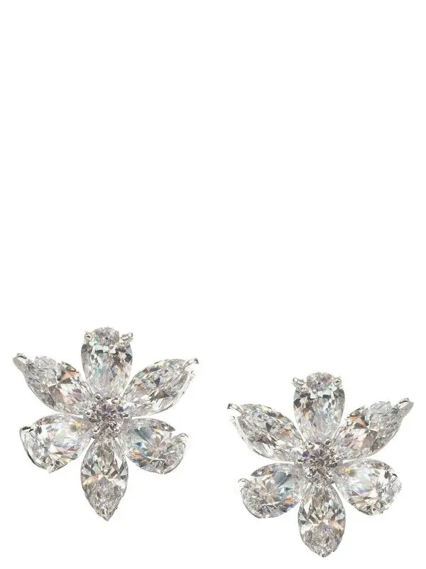 FANTASIA BY DESERIO Marquise And Pear Flower Earrings - White Gold Plated