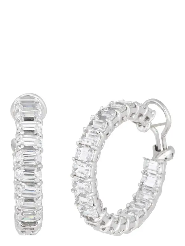 FANTASIA BY DESERIO Asscher Inside/outside Hoop Ef1292/cz - White Gold Plated