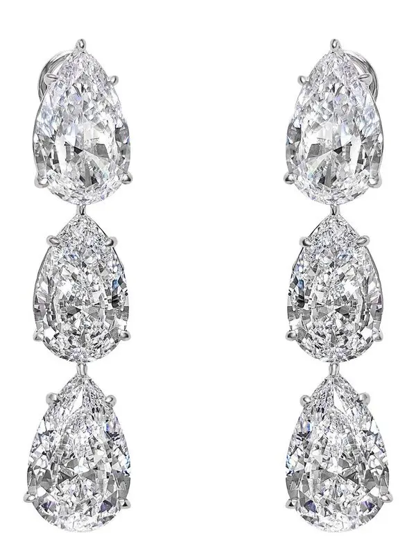 FANTASIA BY DESERIO Pear Drop Earrings - White Gold Plated