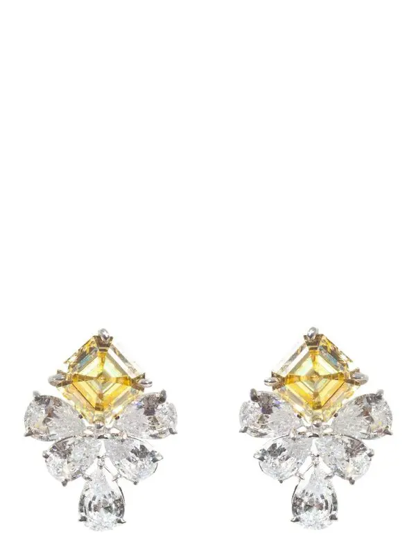 FANTASIA BY DESERIO 8 X8 Square Center Earrings - Yellow Gold Plated