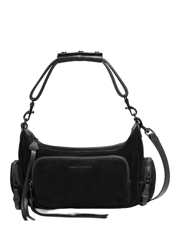 AIMEE Away We Go Convertible Shoulder Bag - Black Suede