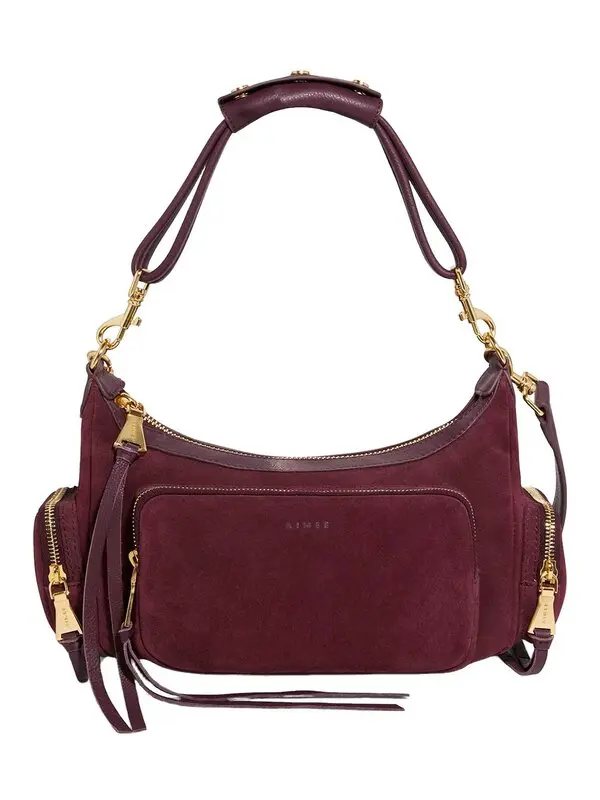 AIMEE Away We Go Convertible Shoulder Bag - Cherry Suede
