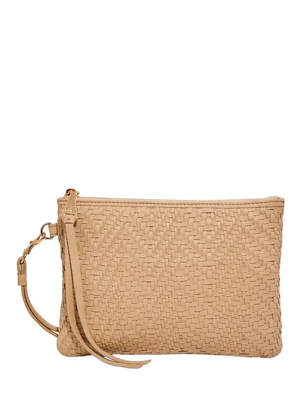 AIMEE Woven Wristlet Pouch - Camel Woven