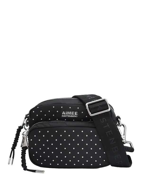 AIMEE Nylon Camera Crossbody - Black With Microstuds