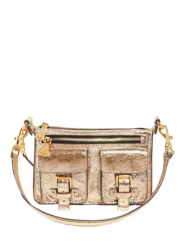 AIMEE Saddle-up Mini Convertible Crossbody - Crinkled Gold