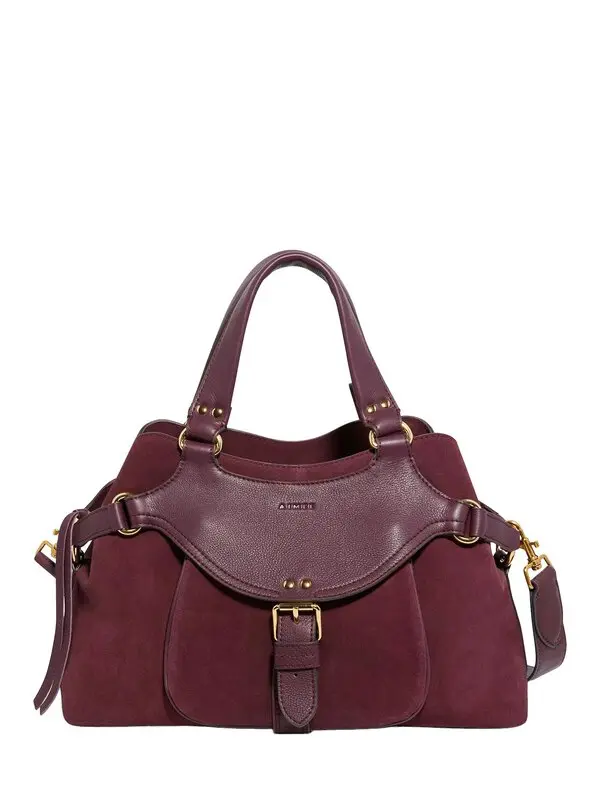 AIMEE Large Satchel - Cherry Suede