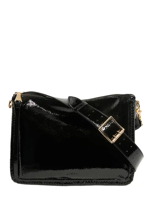 AIMEE Famous Large Crossbody - Black Crinkle Patent