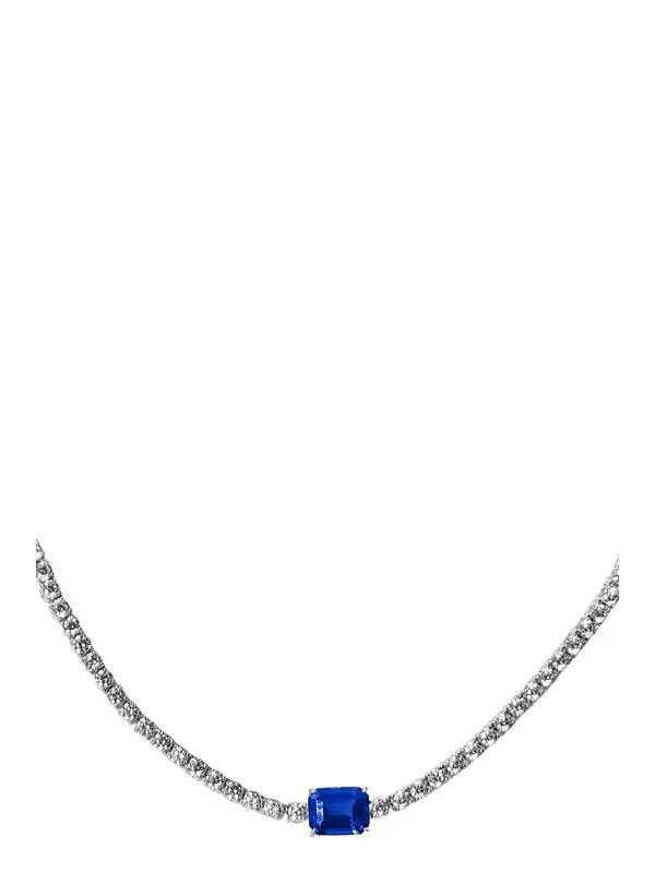 FANTASIA BY DESERIO Four Prong Tennis Necklace - White Gold Plated