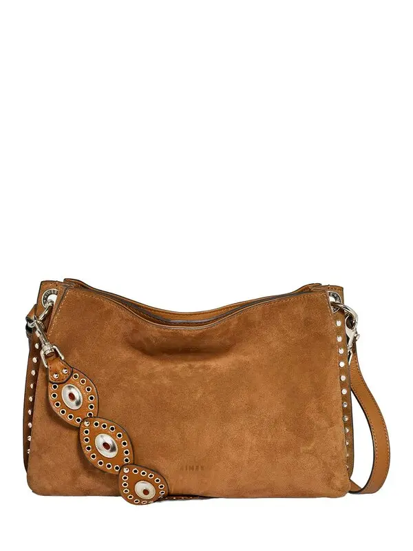AIMEE Roma Double Entry Shoulder Bag - Latte Suede