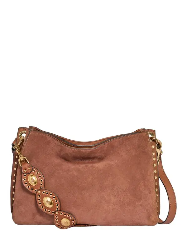 AIMEE Roma Double Entry Shoulder Bag - Nutshell Suede