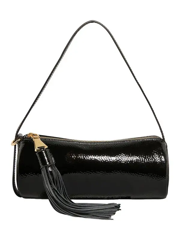 AIMEE Hour Barrel Shoulder Bag - Black Crinkle Patent