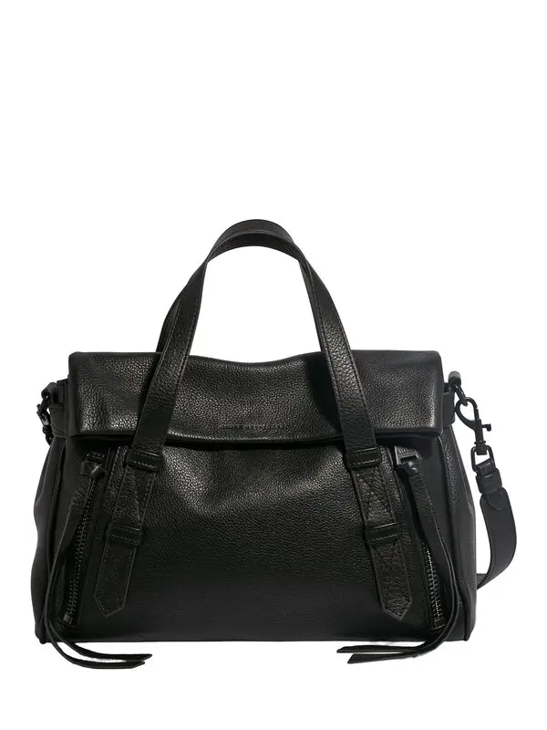 AIMEE Bali Double Entry Satchel - Black With Shiny Black