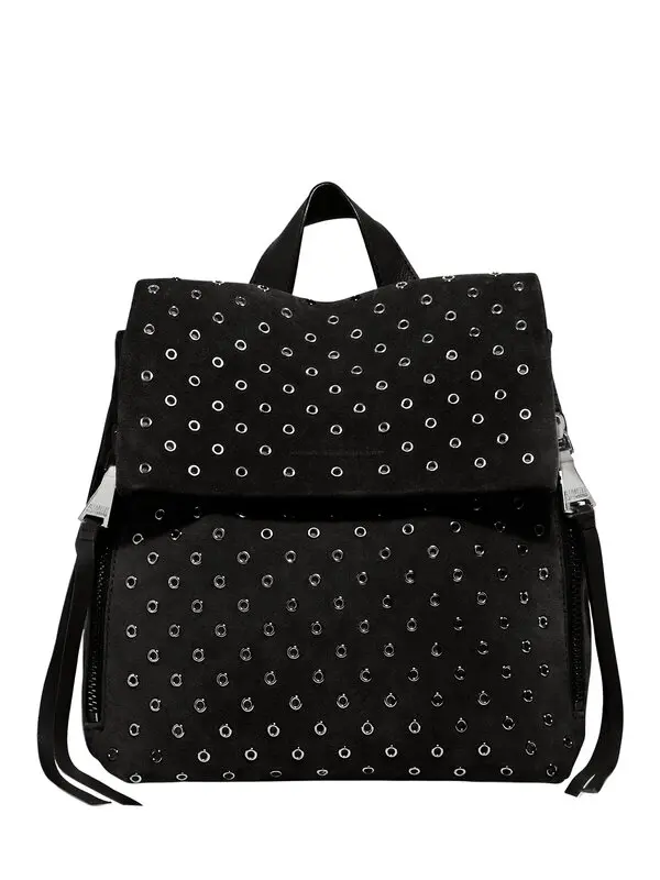 AIMEE Bali Novelty Suede Backpack - Black With Eyelets