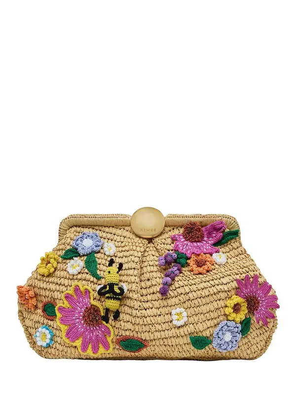 AIMEE Full Circle Novelty Xl Clutch - Raffia Floral