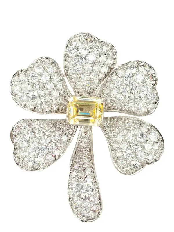 FANTASIA BY DESERIO Flower Brooch - Yellow Gold Plated