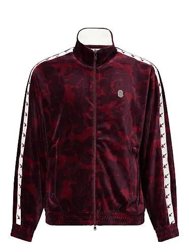A BATHING APE Metal-logo Camo Velour Track Jacket - Burgundy
