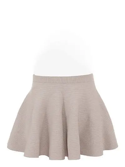 House Of Cb Ribbed-knit Mini Skirt - Biscuit Wool