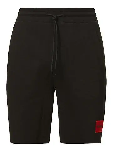 Hugo Logo-patch Relaxed-fit Cotton-jersey Shorts - Black