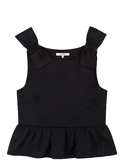 OMNES Kelee Bow-detail Satin Top - Black