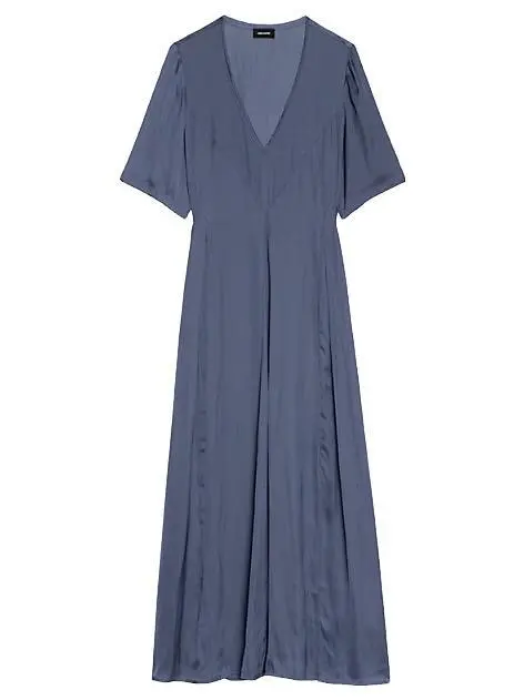 Zadig&Voltaire Rodalan V-neck Satin Midi Dress - Storm