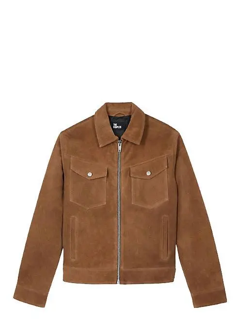 The Kooples Suede Four-pocket Zip-up Jacket - Camel