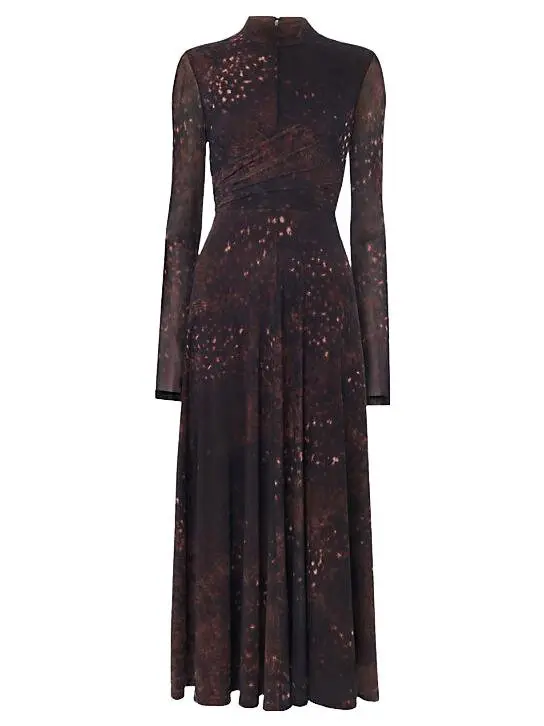 Whistles Spotted Animal-print Stretch-mesh Midi Dress - Multi-coloured