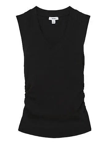REISS Sandy V-neck Ribbed Stretch-cotton Vest - Black