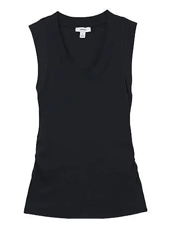 REISS Sandy V-neck Ribbed Stretch-cotton Vest - Navy