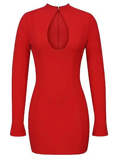 House Of Cb Stretch-crepe Mini Dress With Keyhole Detail - Red
