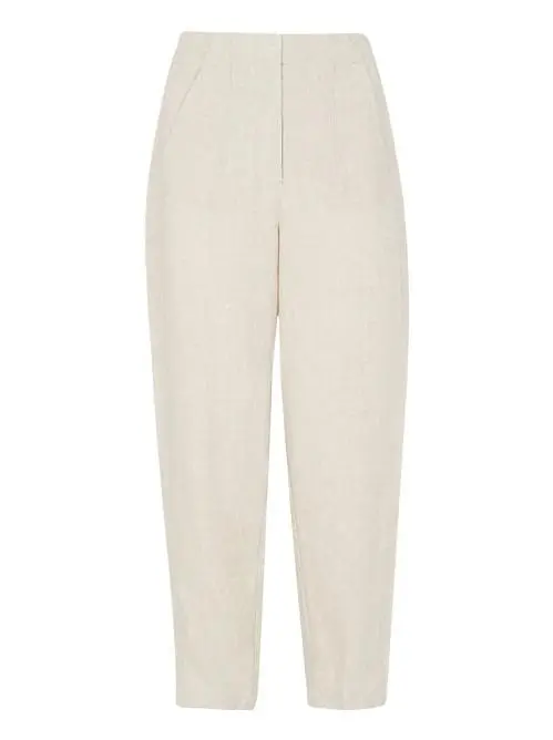 Whistles Patch-pocket Barrel-leg Linen Trousers - Brown