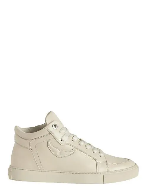 Zadig&Voltaire Mid Fly Wing-embroidered Leather Mid-top Trainers - Flash