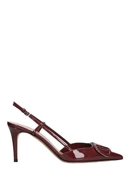Valentino Garavani Vlogo Signature Patent-leather Slingback Courts - Wine